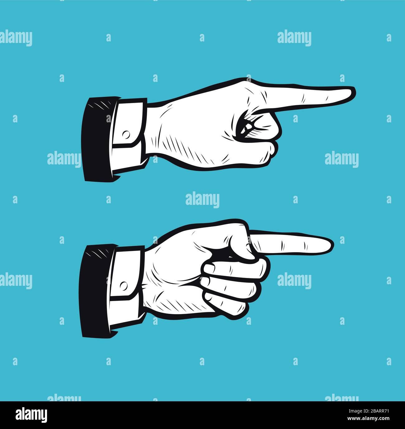 Vintage pointing finger vector illustration Banque de photographies et ...