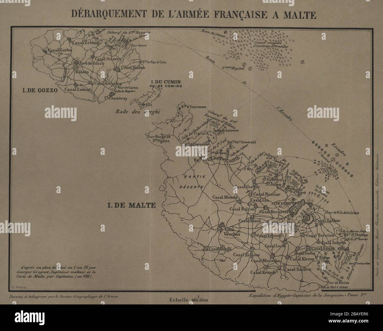 Desembarco del ejército francés en Malte, 1899. Plan diseñado en el año ...