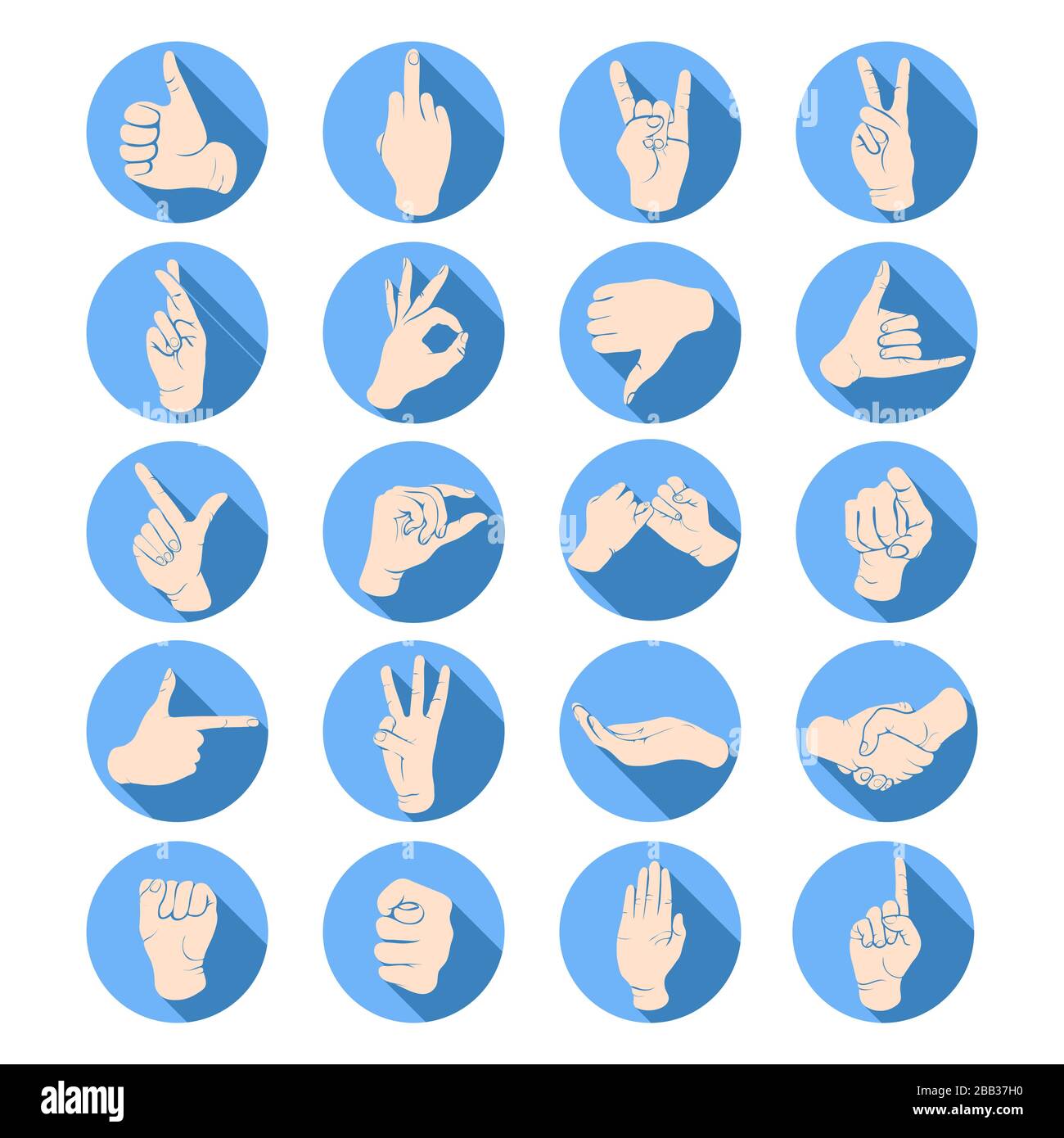 Gestes à la main, marques de doigt, jeu d'icônes de langage des signes ...