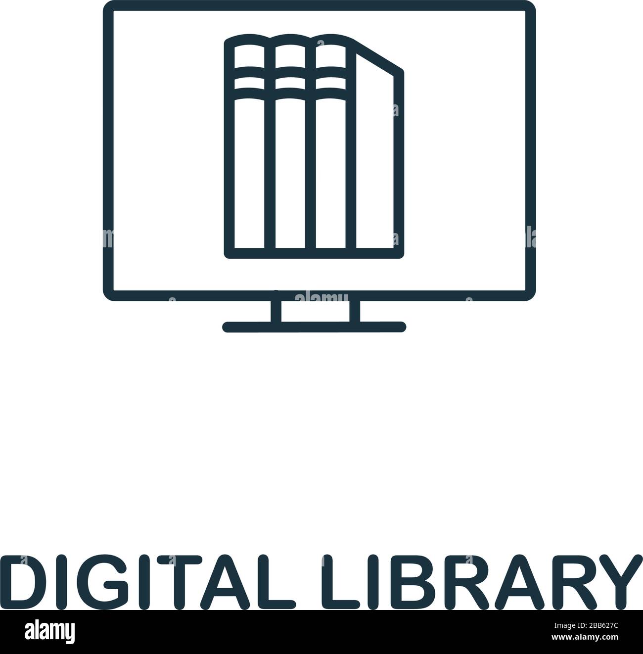 Icône Bibliothèque numérique de la collection e-learning. Symbole de ...