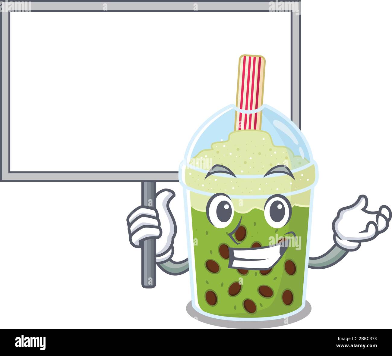 Le joli personnage de dessin animé de matcha Bubble apporte un boardx ...