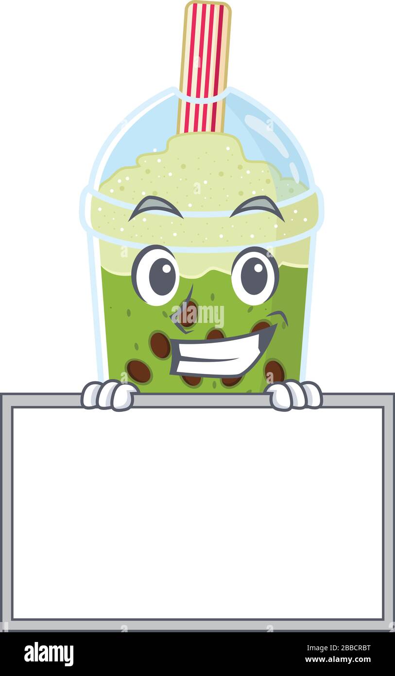 Smiley matcha bulle thé dessin animé style personnage apporter le ...