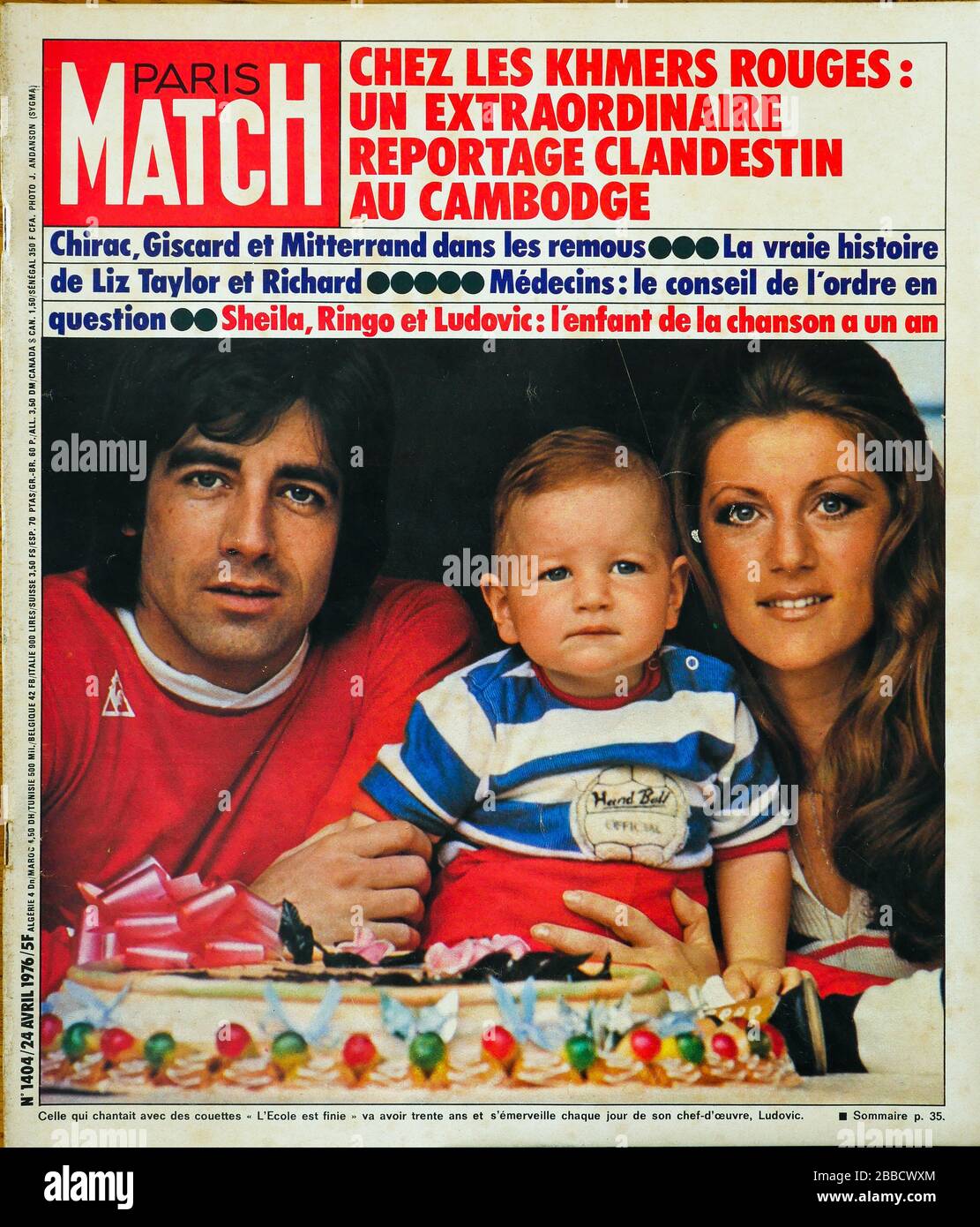 FrontPage du magazine français Paris-Match, n° 1404, la chanteuse ...