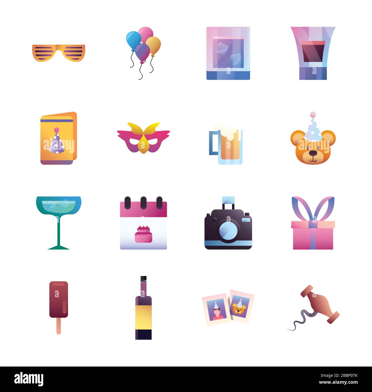 Style dégradé Icon set design, fête célébration événement joyeux ...