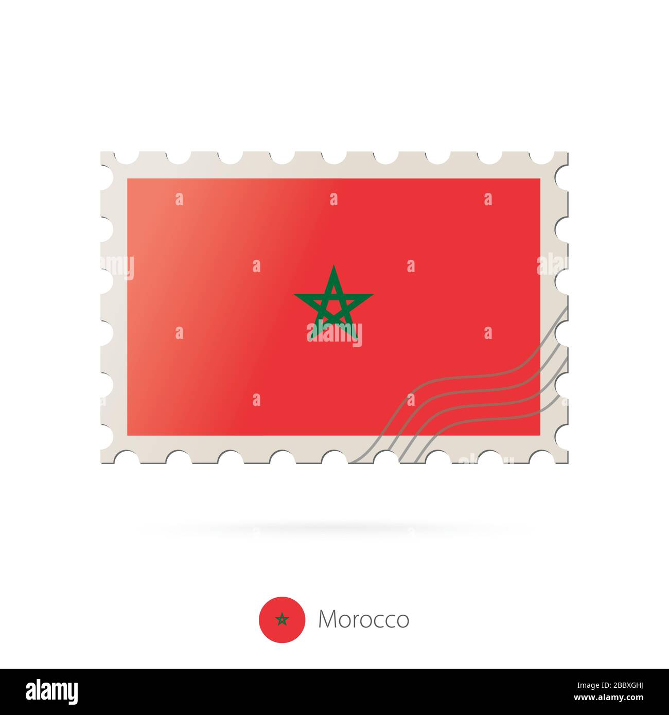 Timbre-poste avec l'image du drapeau du Maroc. Maroc Drapeau Postage ...