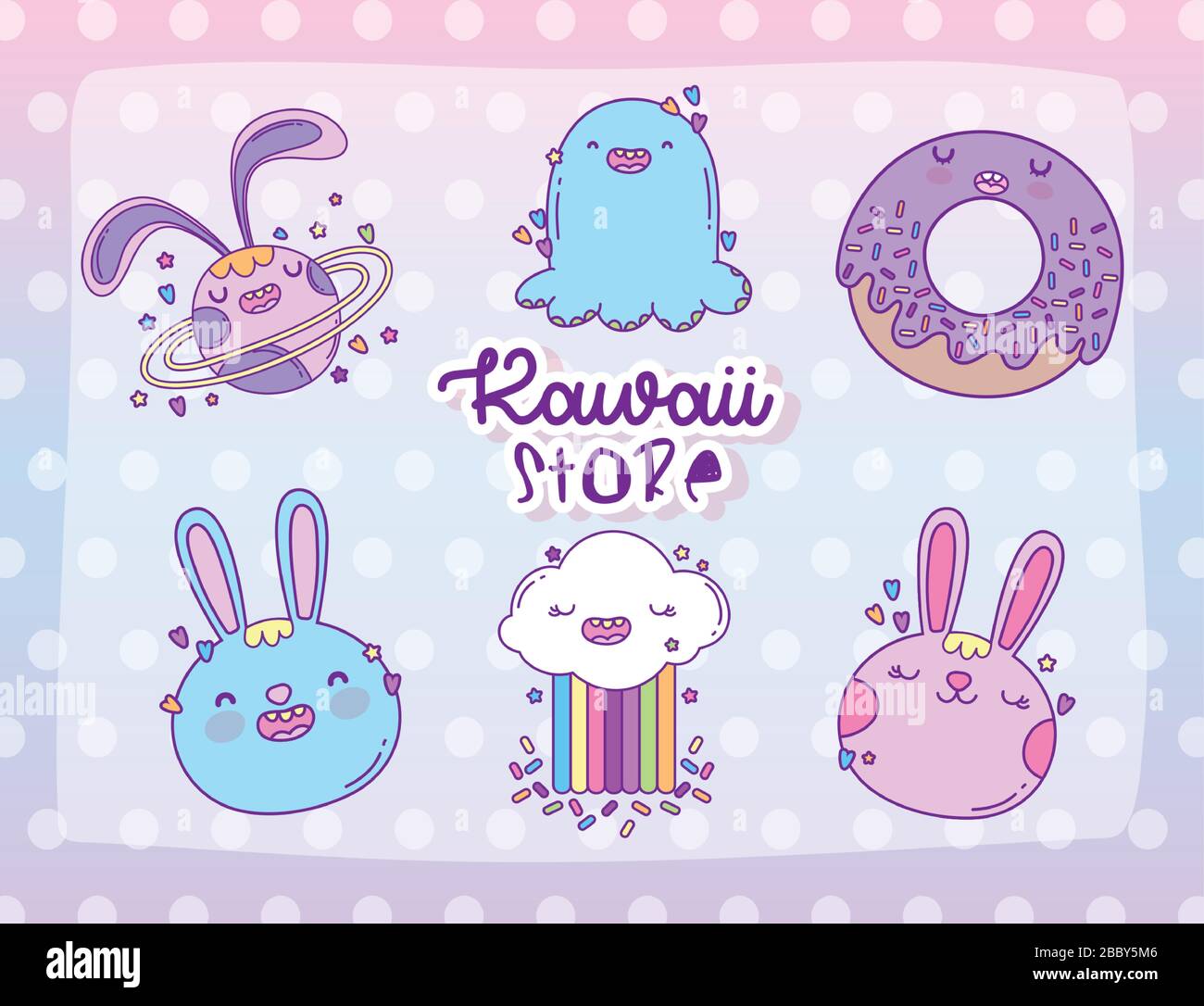Kawaii magasin dessins animés, expression mignon personnage drôle et ...