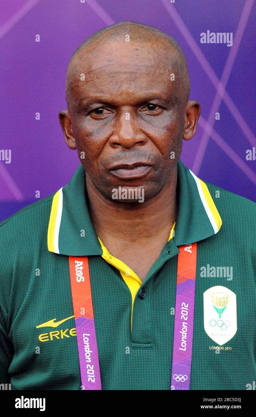 L'entraîneur de l'Afrique du Sud Mkhonzana Mkhonza pendant le match de ...