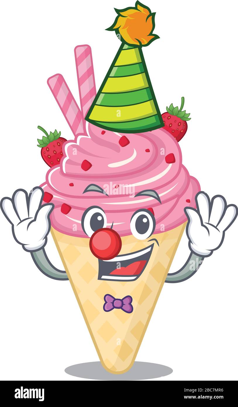 motif personnage de dessin animé de mignonne crème glacée à la fraise à ...