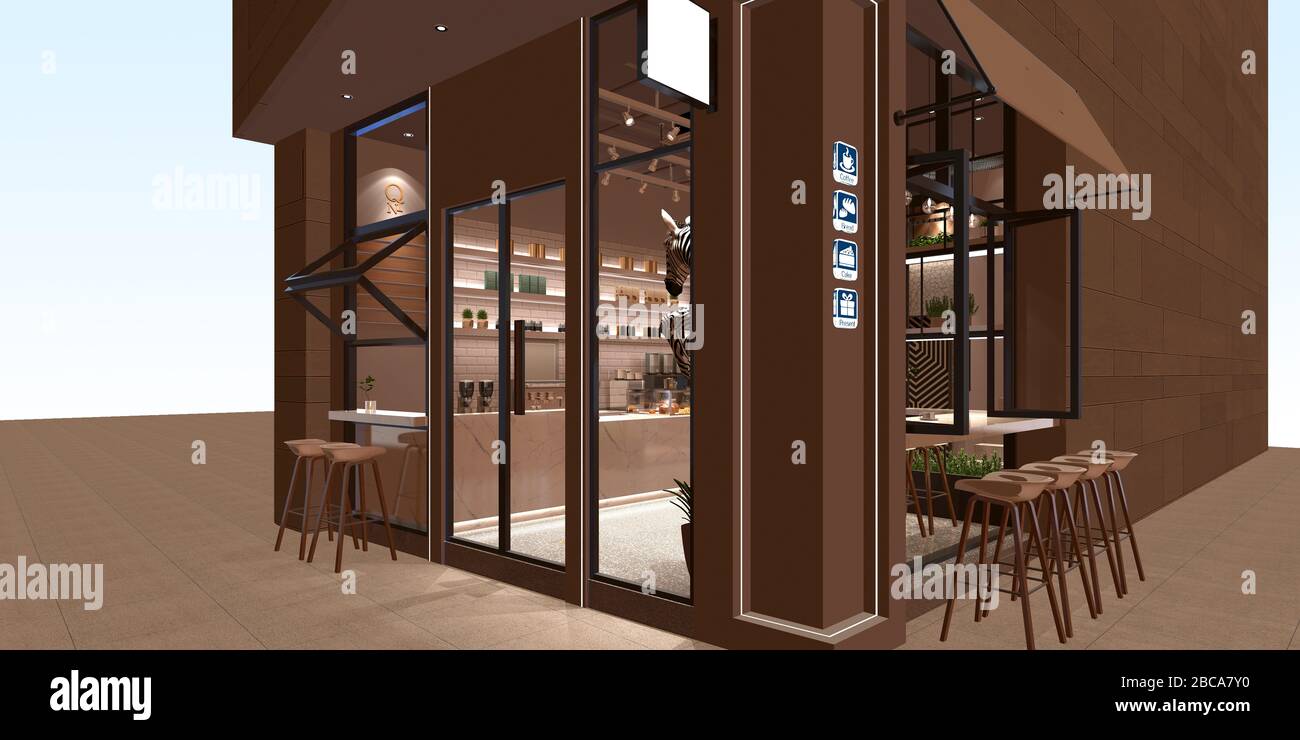 café 3d render Photo Stock - Alamy