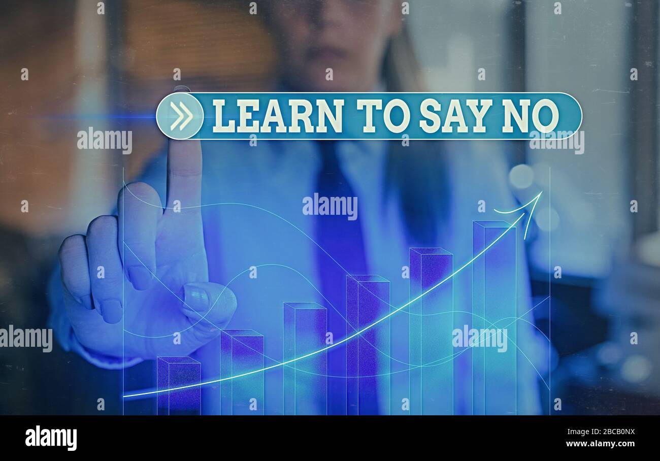 Signe texte montrant Apprendre à dire non. photo d'affaires baisse ...