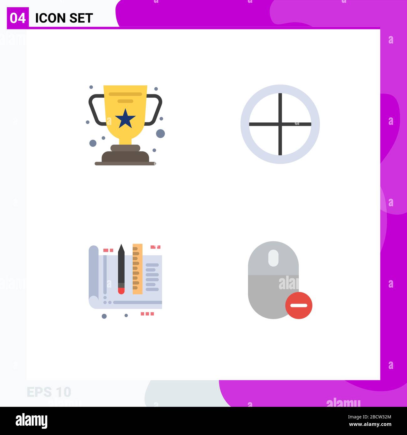 Interface mobile icône plate jeu de 4 pictogrammes de réalisation ...