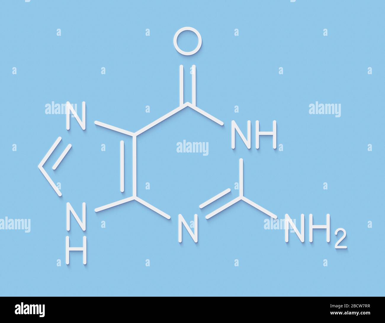 Molécule de nucléobase de la guanine (G) purine. Base présente dans l ...