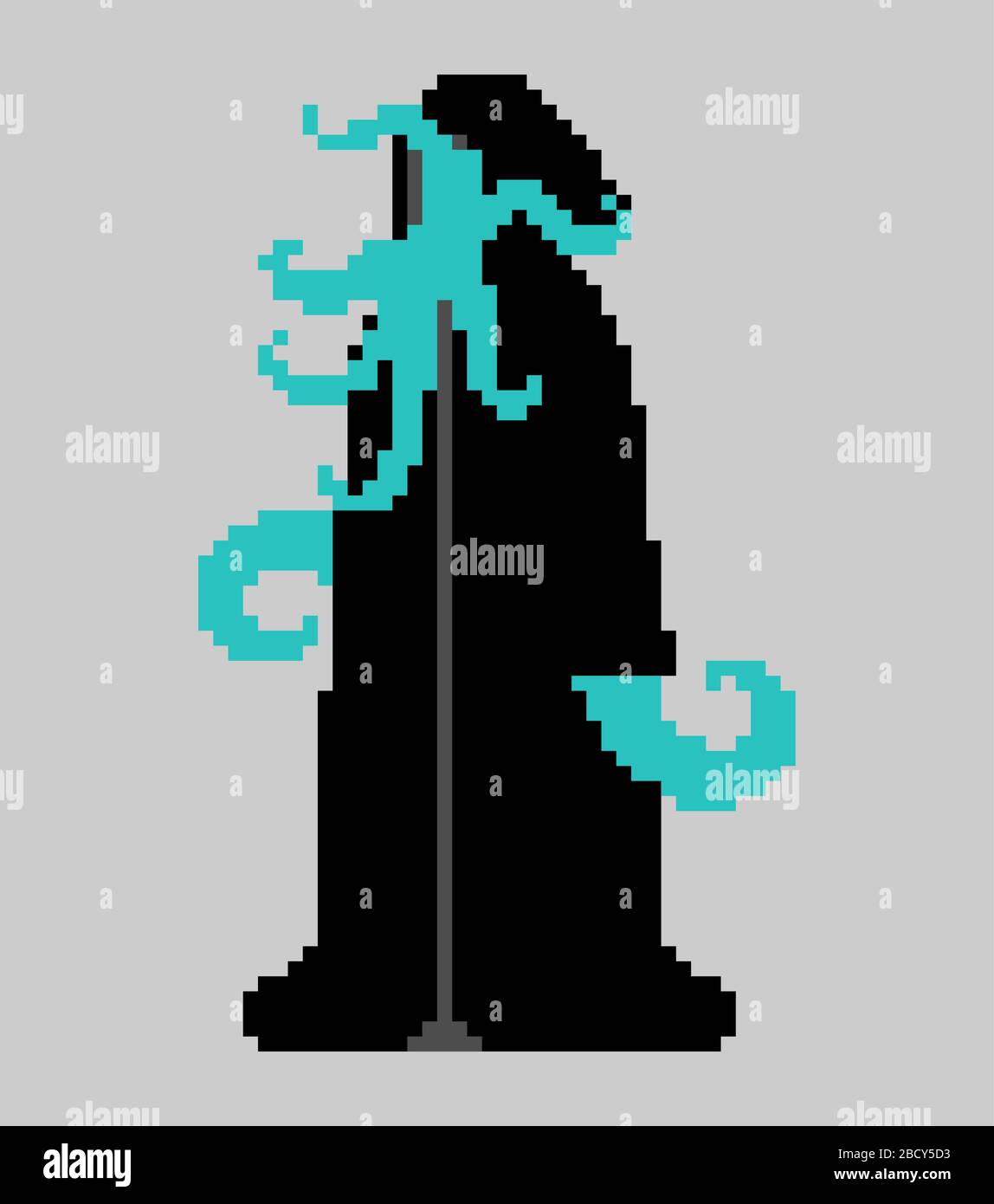 Cthulhu culte contre pixel art. 8 bit Monk octopus avec tentacules et ...