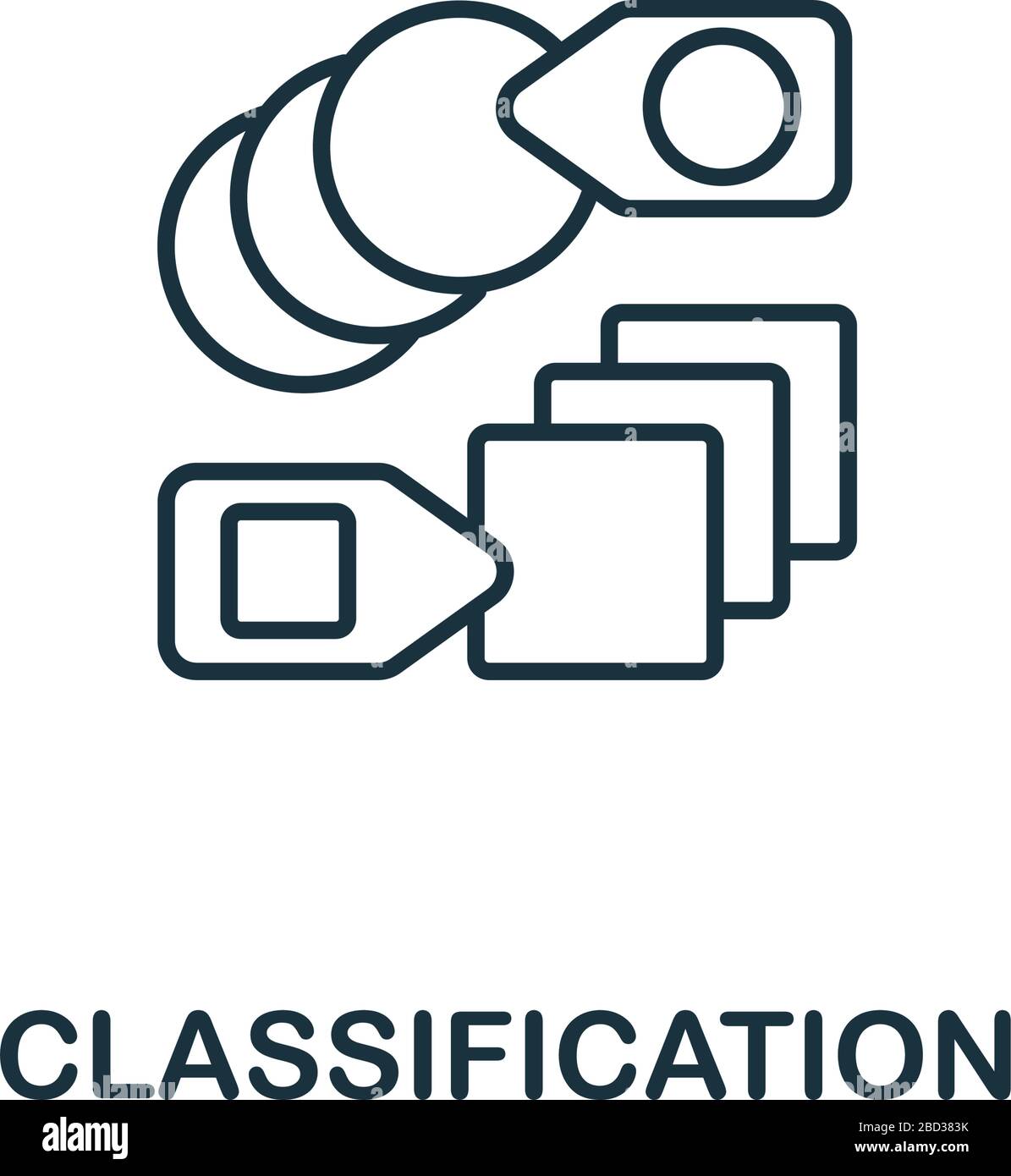 Icône de classification de la collection d'apprentissage de la machine. Icône Classification de ...