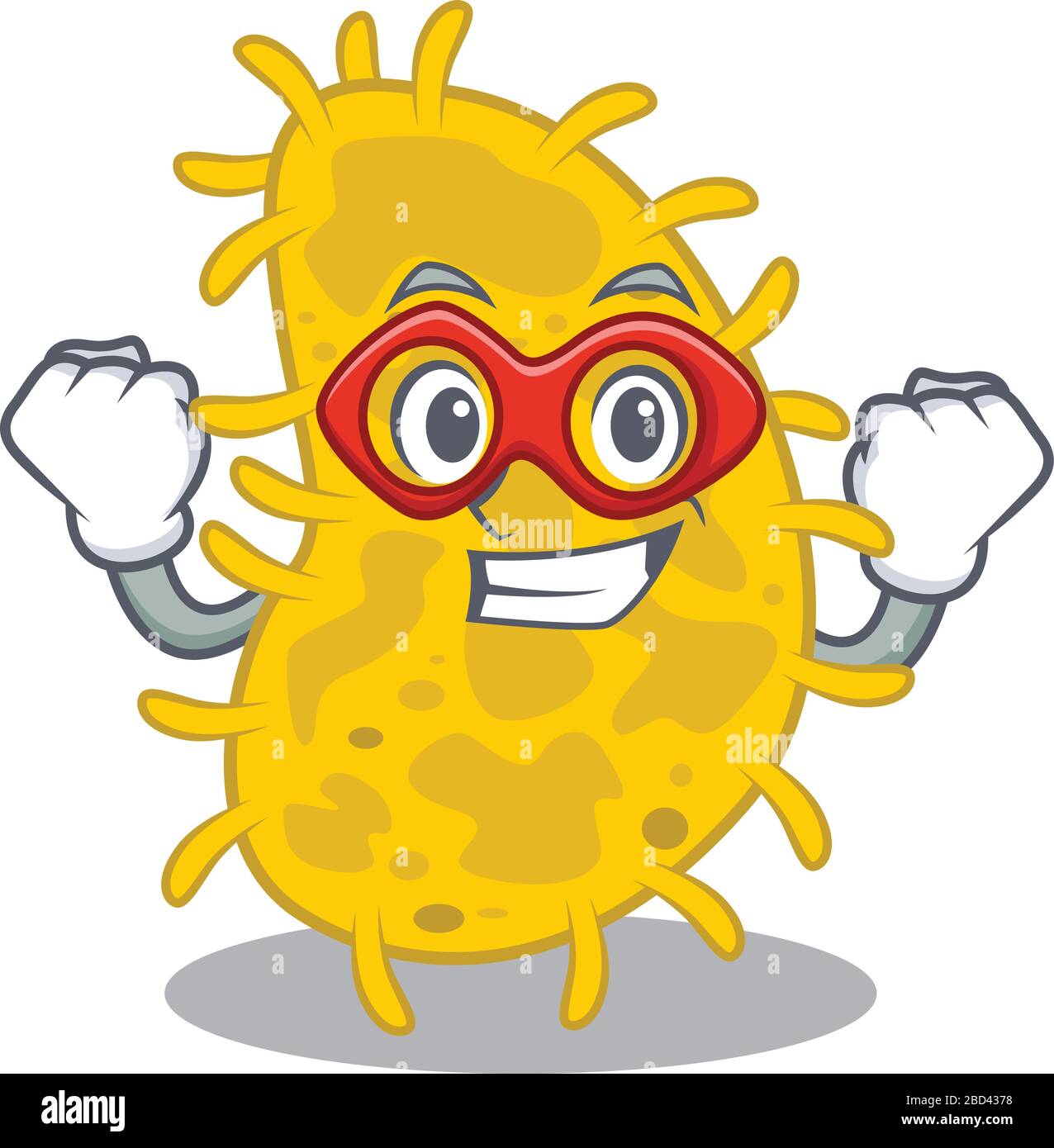 Un personnage de dessin animé de bactéries spirilla exécuté comme super ...