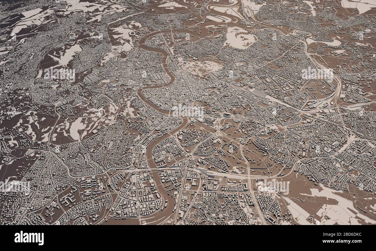 3d rome map satellite view Banque de photographies et d’images à haute ...