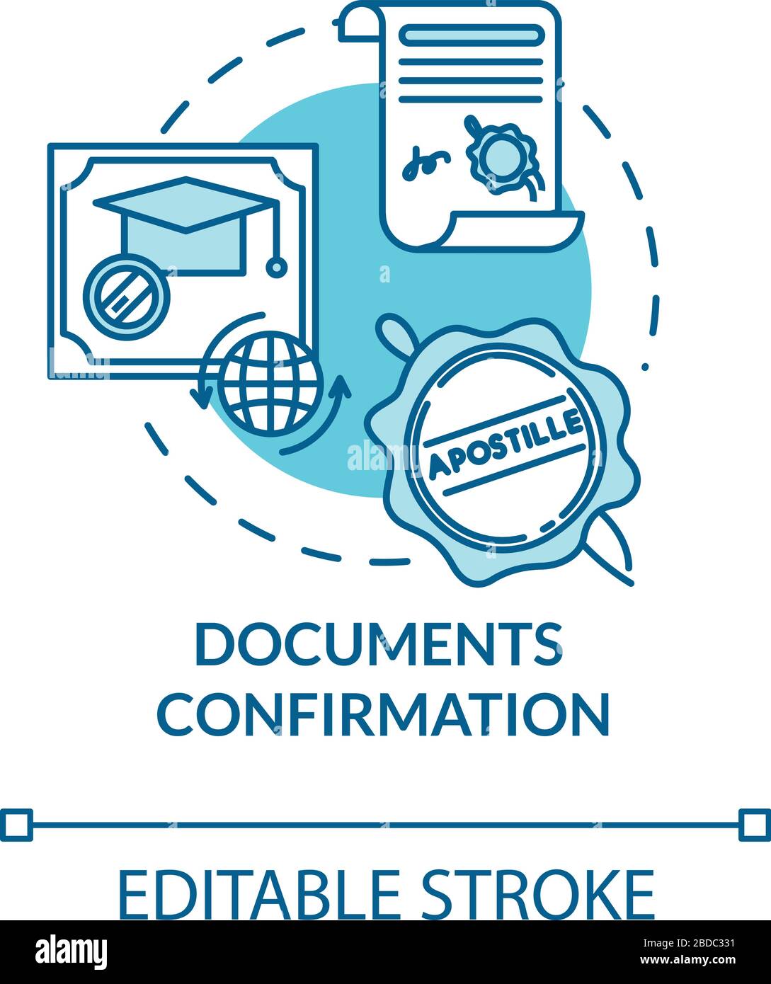 Icône de concept turquoise de confirmation de document. Documents de ...