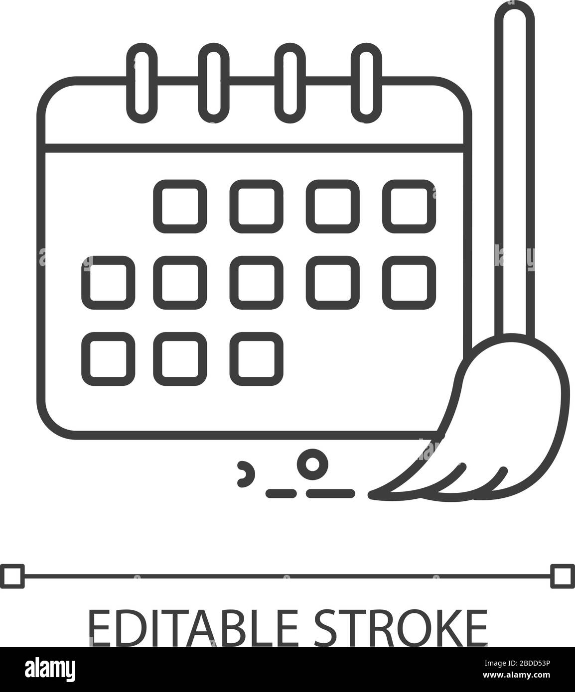 Icône linéaire Perfect pixel du programme de nettoyage. Tâches ...