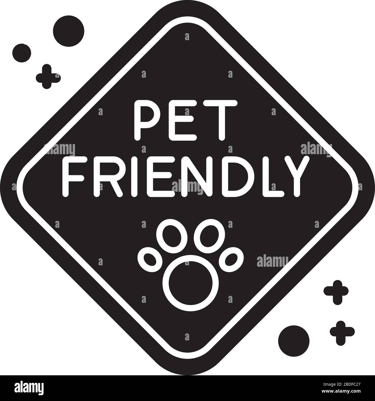 Symbole de glyphe noir du panneau de zone PET friendly. Animaux ...