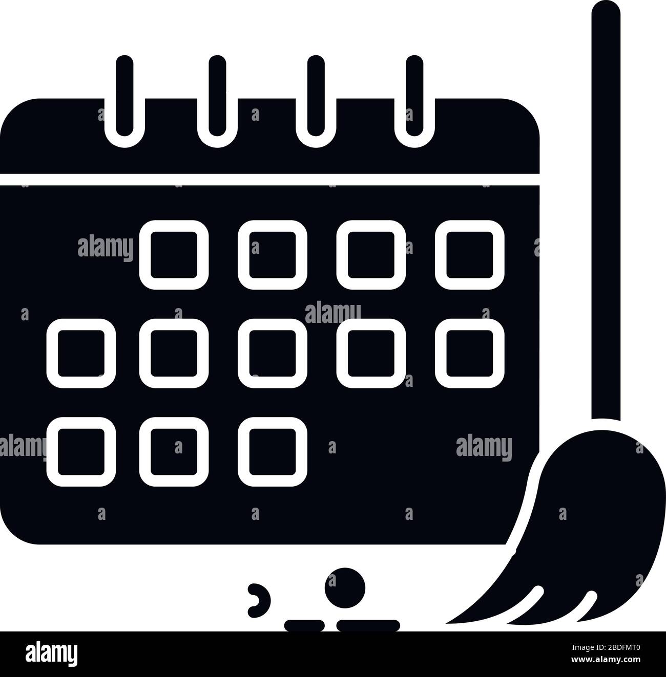 Icône de glyphe noir du programme de nettoyage. Tâches ménagères. Plan ...