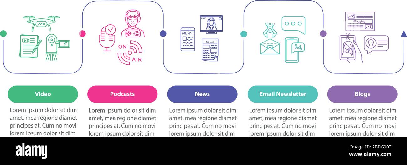 Modèle d'infographie vectoriel des outils promotionnels. Éléments de ...