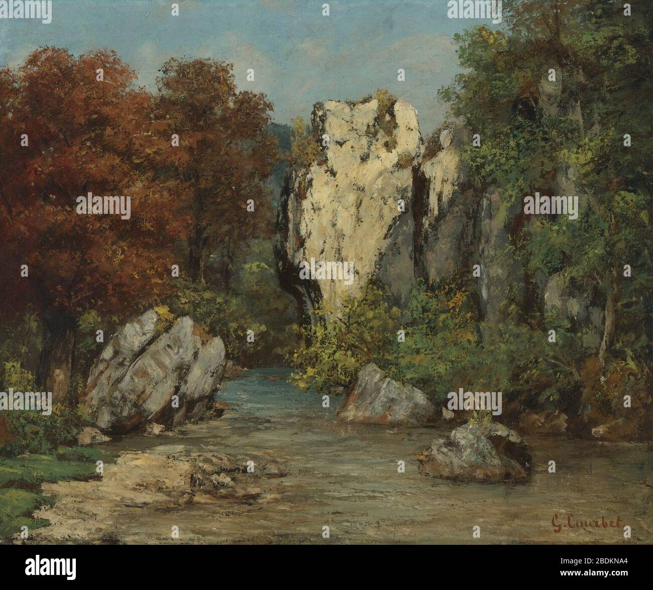 Gustave Courbet - Paysage au ruisseau et au rocher Photo Stock - Alamy