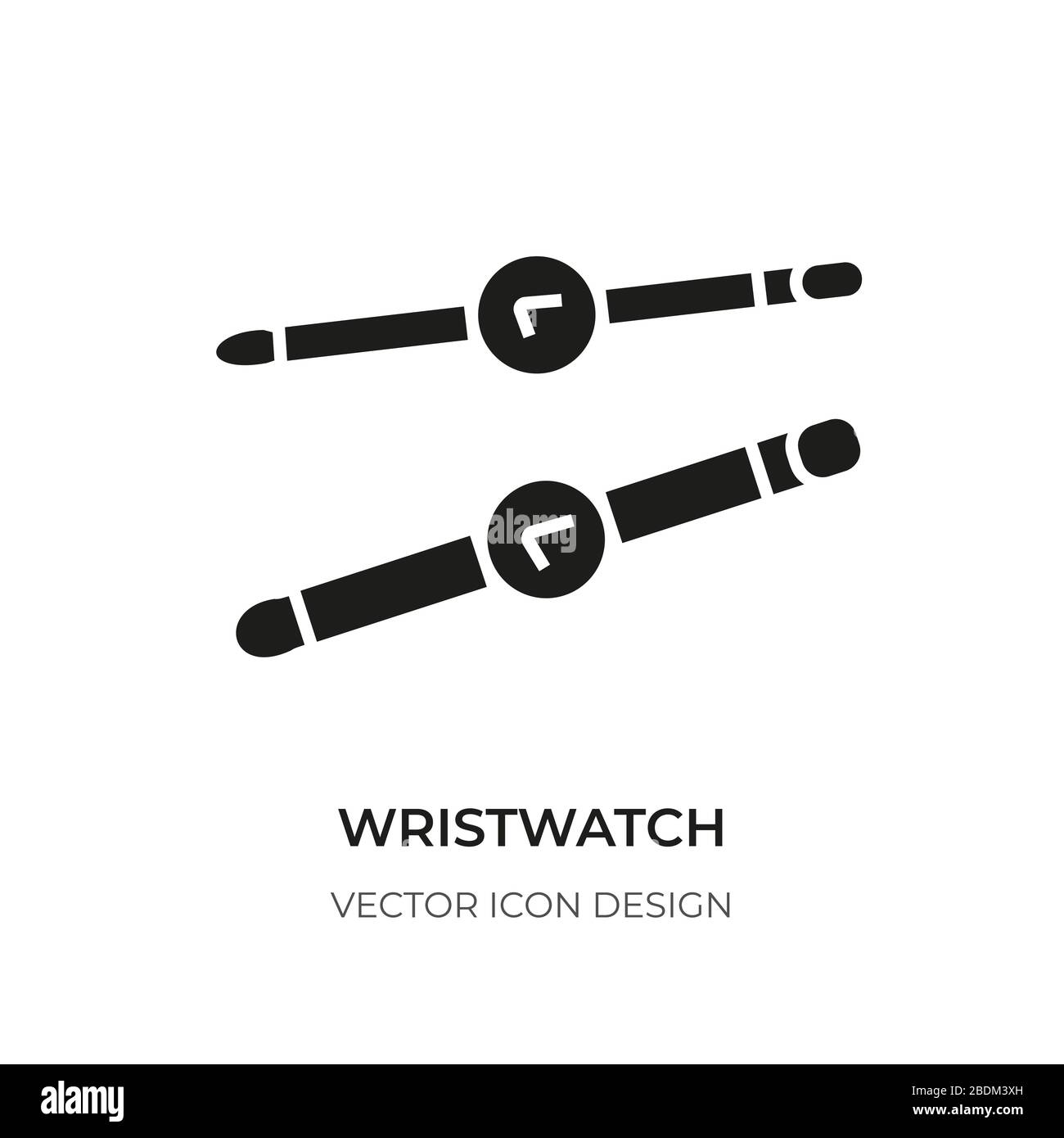 Icône noire de montre-bracelet. Pictogramme silhouette simple classique ...