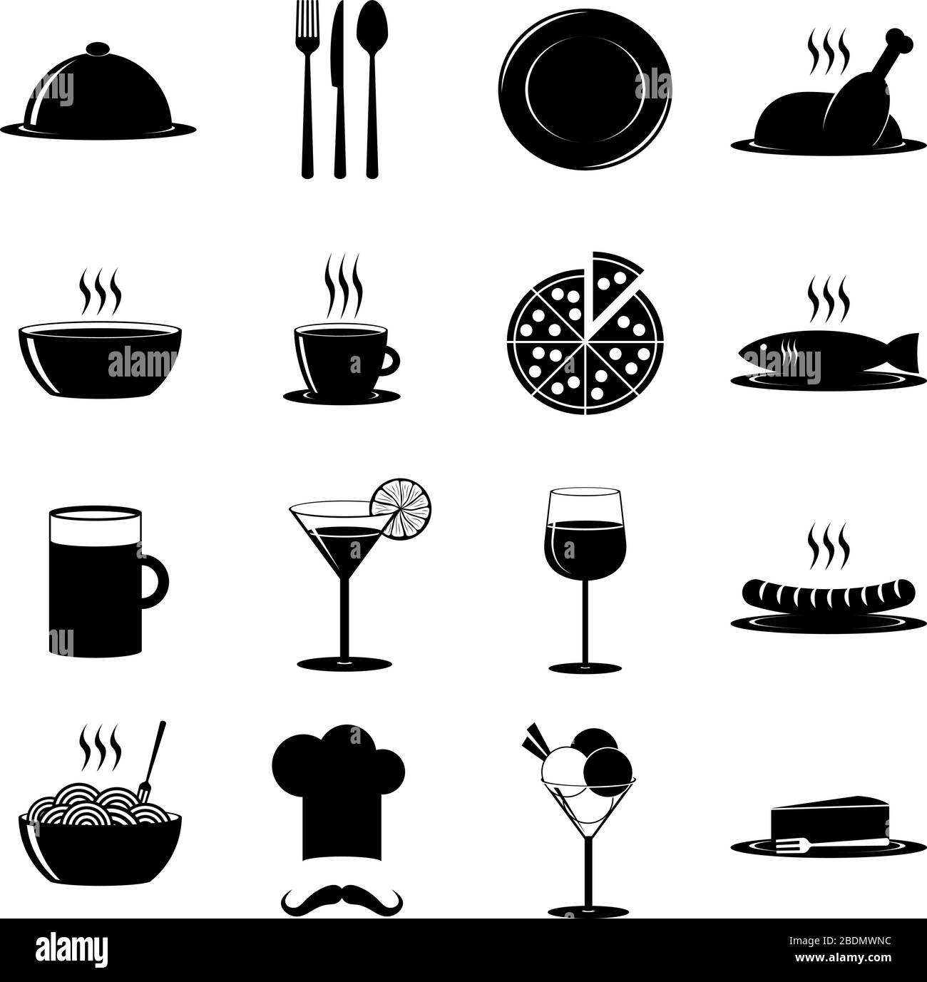 Jeu de pictogrammes - restaurant/nourriture/plats/boissons Image ...
