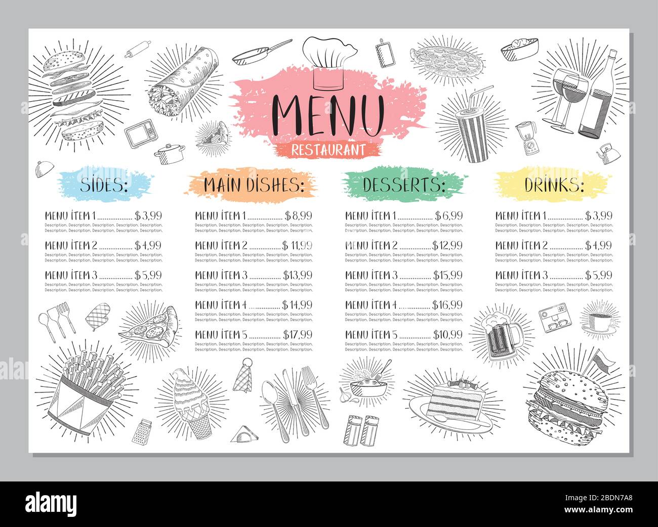 Modèle de carte de menu Banque de photographies et d’images à haute ...