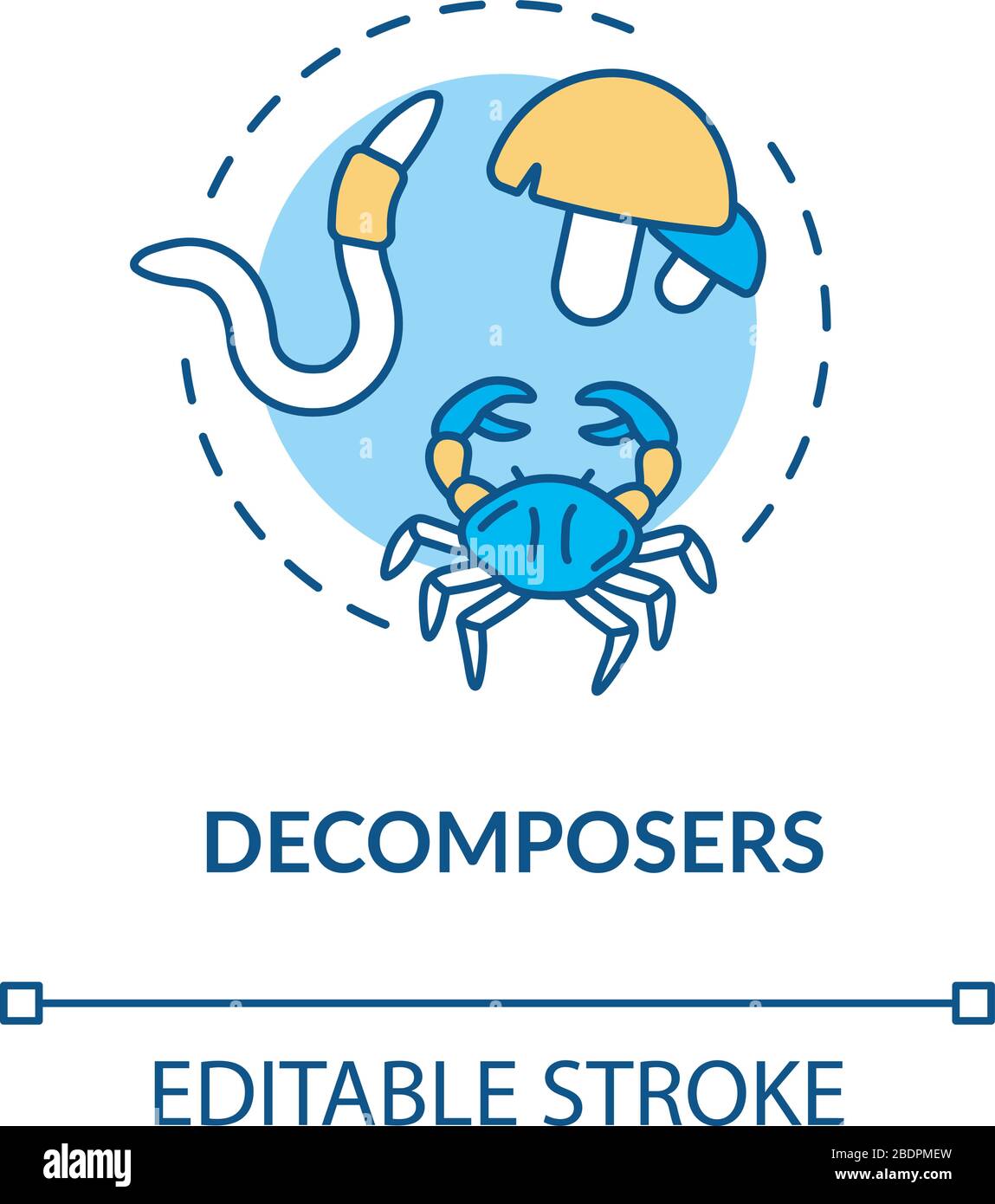 Icône concept décomposeurs. Maillon final de chaîne alimentaire ...