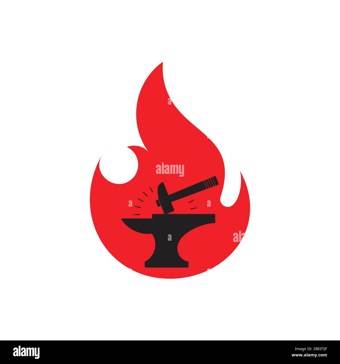 silhouette de marteau flamme forgeron symbole logo vecteur Image ...