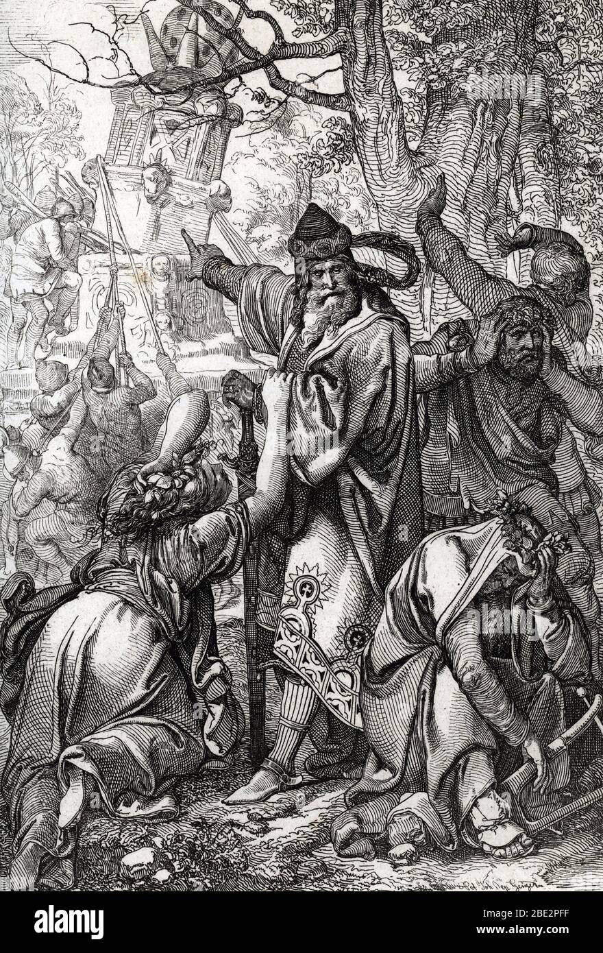 'l'empereur Charlemagne (vers 742-814) en guerre contre les saxons, 772 ...