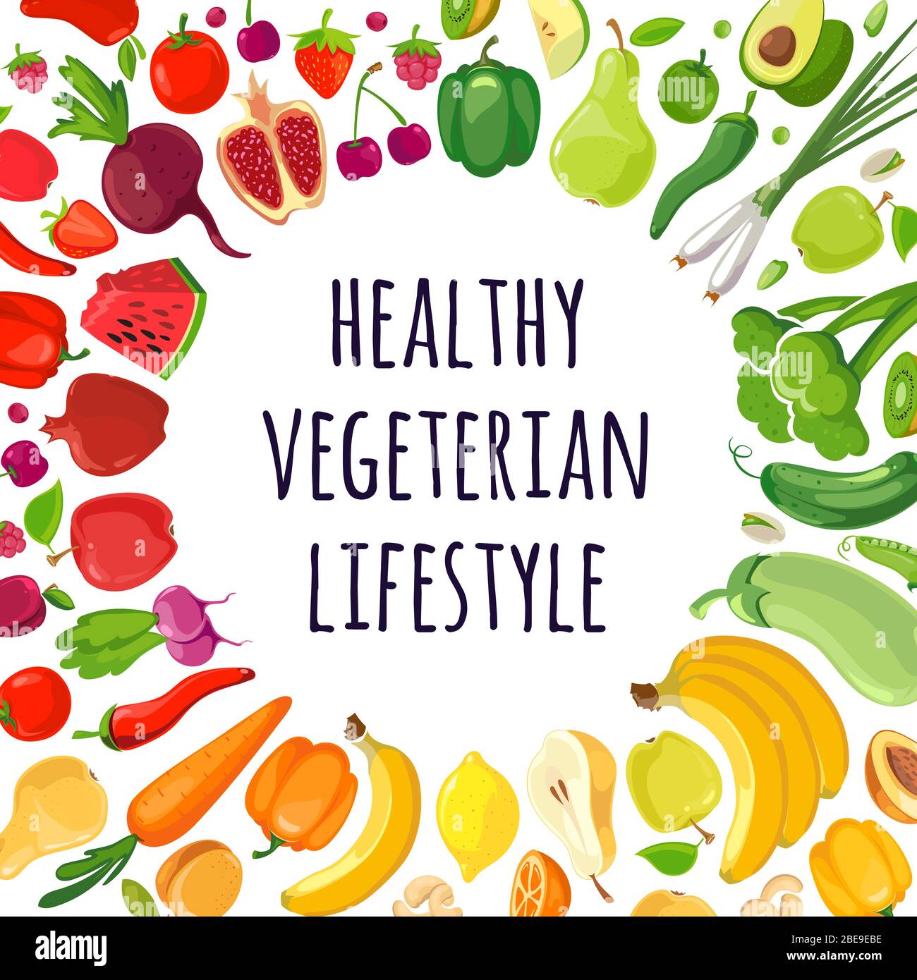 Affiche de fruits et légumes colorés. Affiche alimentaire orange et ...