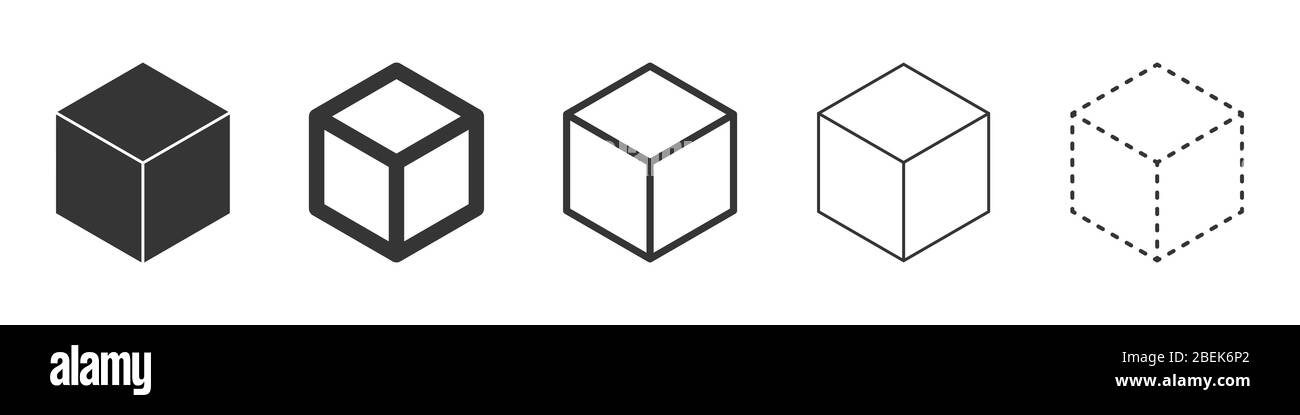 Icônes vectorielles de cube. Jeu de symboles Cube sur fond blanc ...