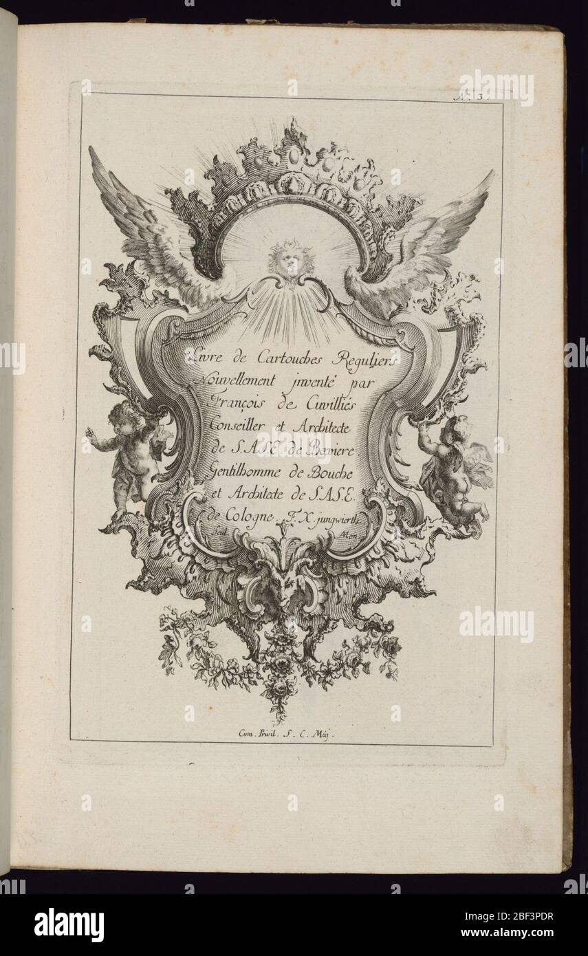 Cartouche surmontée de Rococo Crown Livre de cartouches Reguliers Livre ...