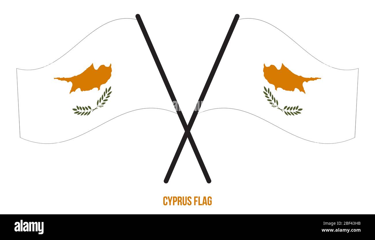 Deux drapeaux croisés de Chypre sur fond blanc isolé. Illustration ...