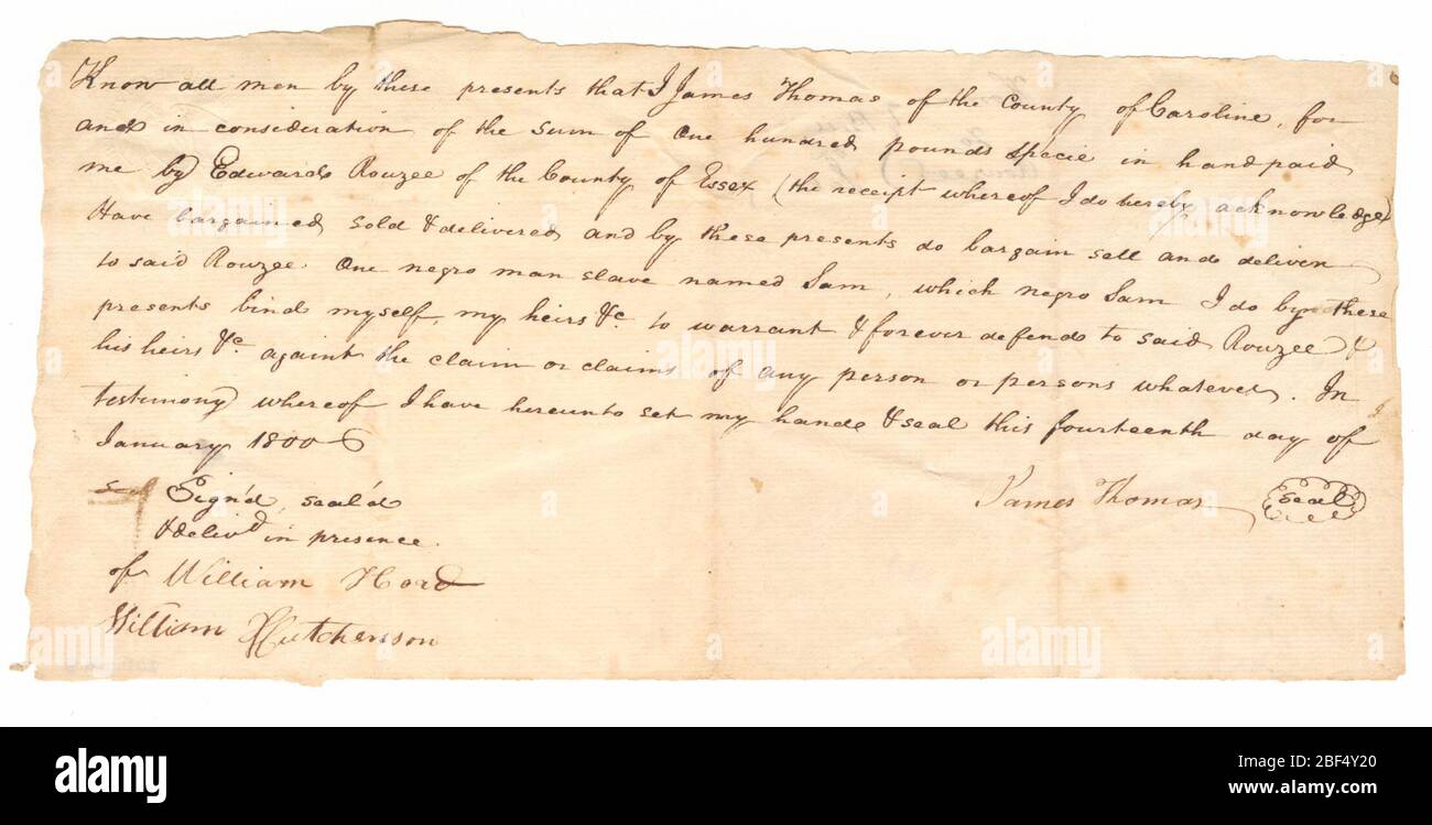 Facture de vente de Sam achetée par Edward Rouzee. Ce document est issu ...