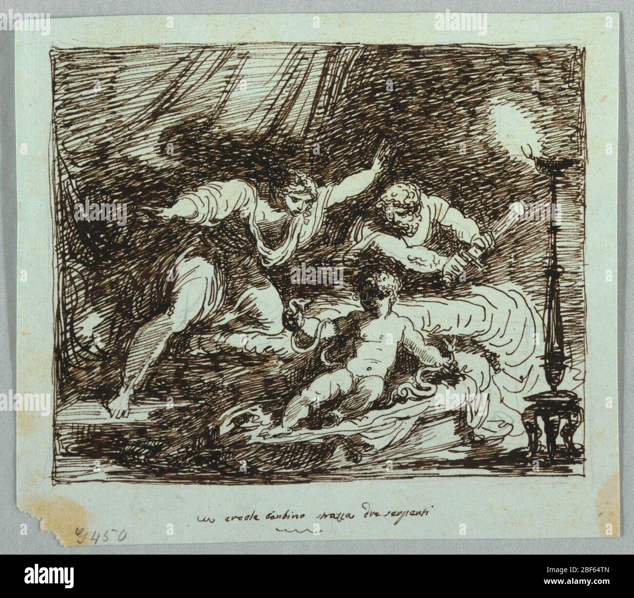 Le Hercules nourrisson étrangle Serpent. Alcmène et Amphitryon ont ...