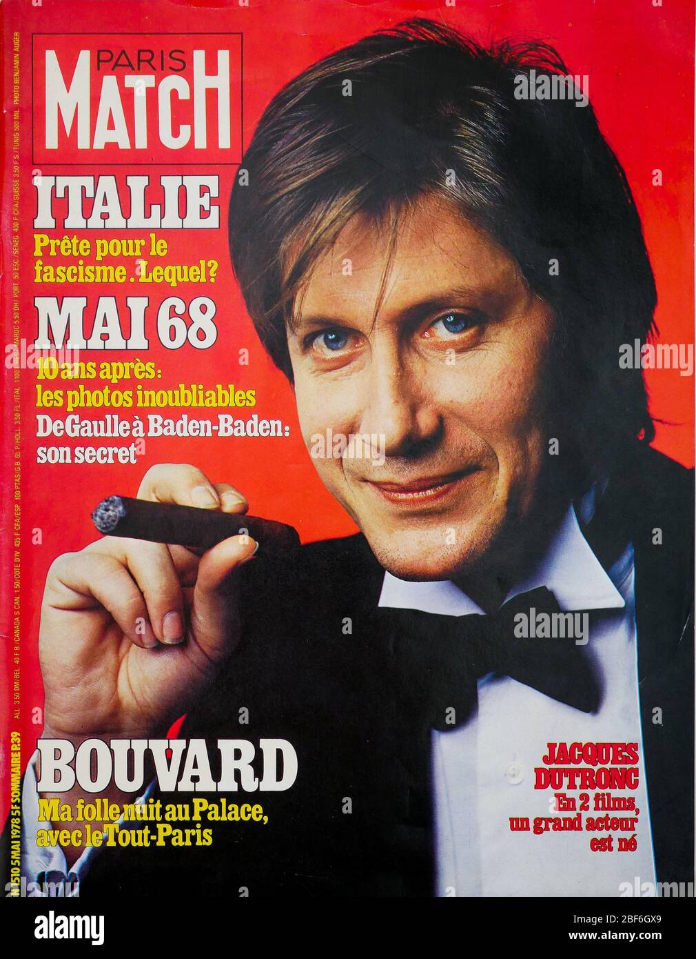 FrontPage du magazine français Paris-Match, n° 1510, le chanteur ...