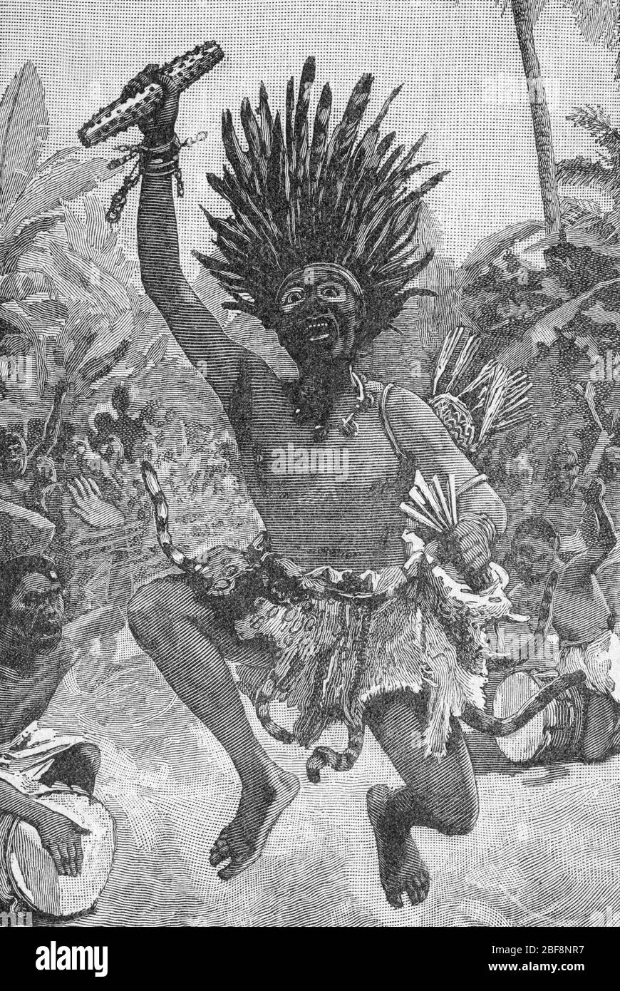 Représentation d'un sorcier du Haut-Ogooue au Gabon en Afrique ...