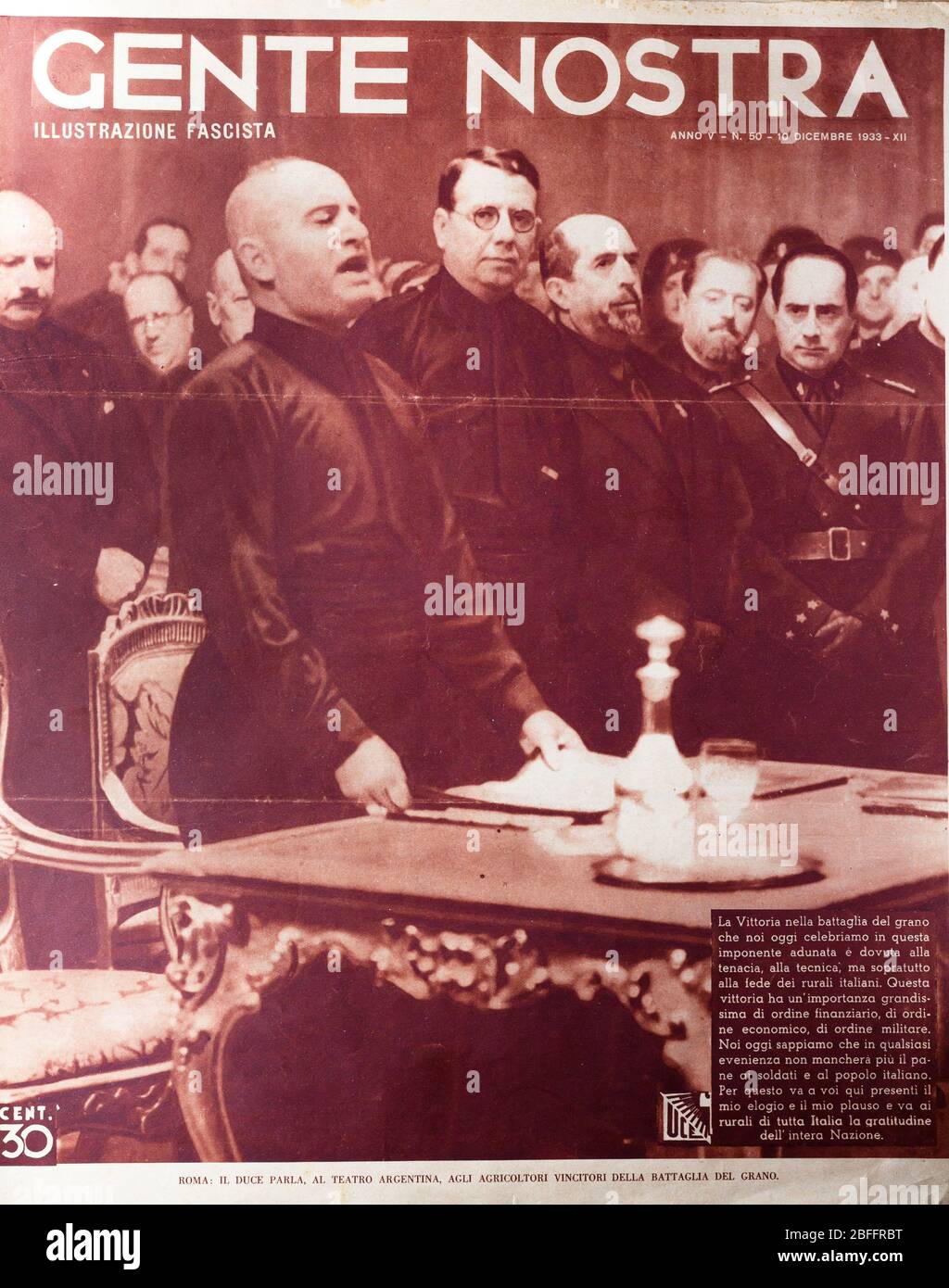 Benito Mussolini, illustration du journal fasciste italien Gente Nostra ...