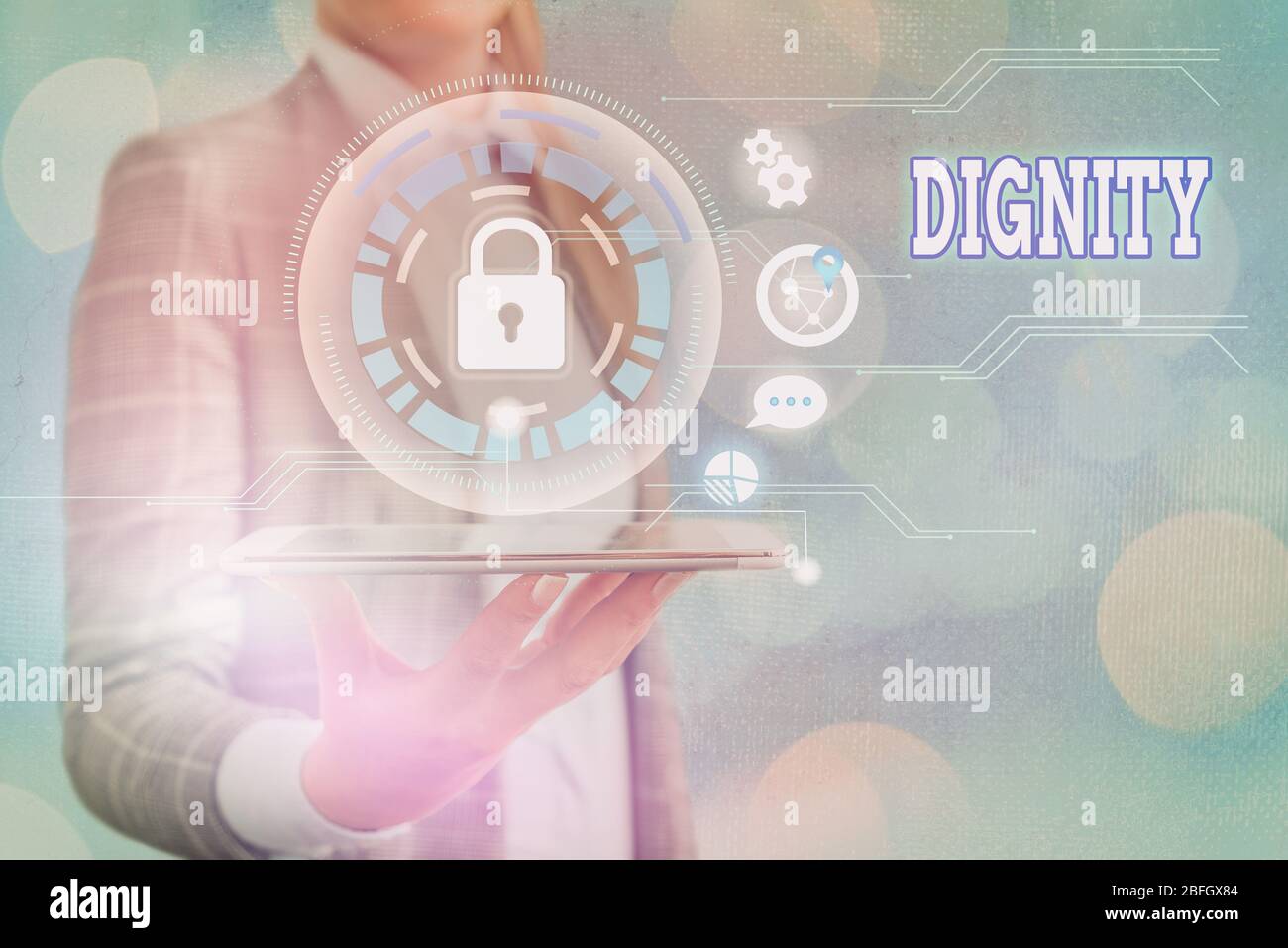 Écriture conceptuelle de la main montrant La Dignité. Concept signification qualité Digne d ...