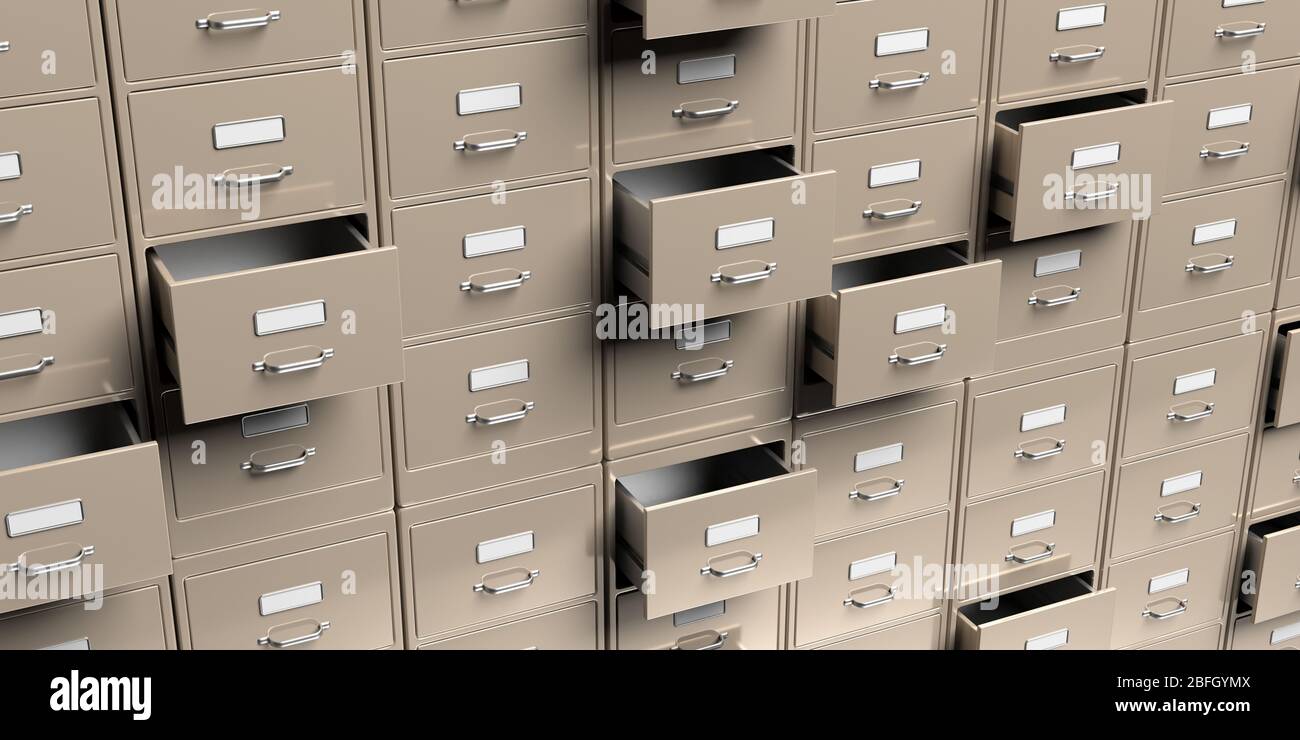 Armoires de classement de bureau avec arrière-plan de tiroir ouvert ...