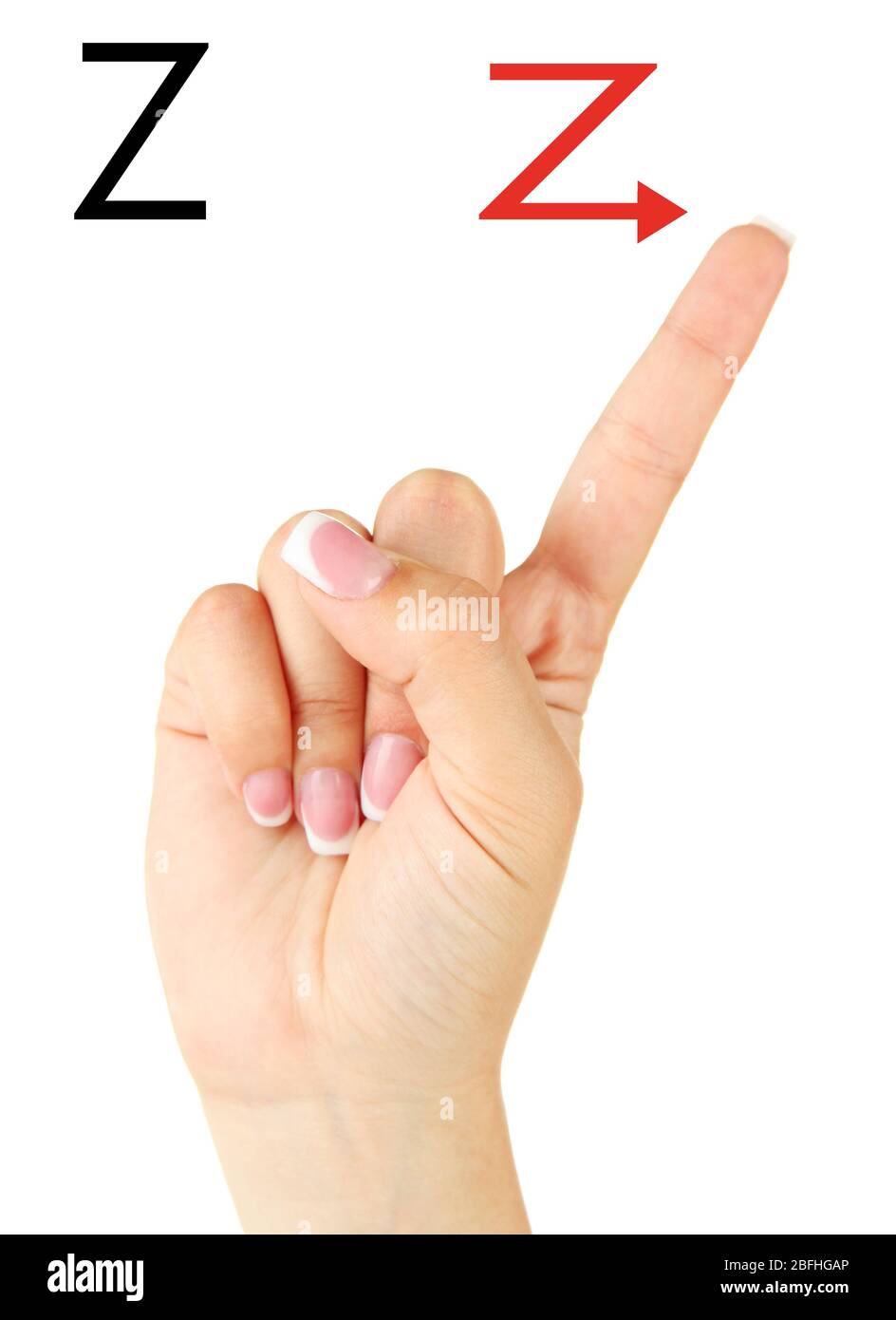 Spelling de doigt l'alphabet en American Sign Language (ASL). Lettre Z ...