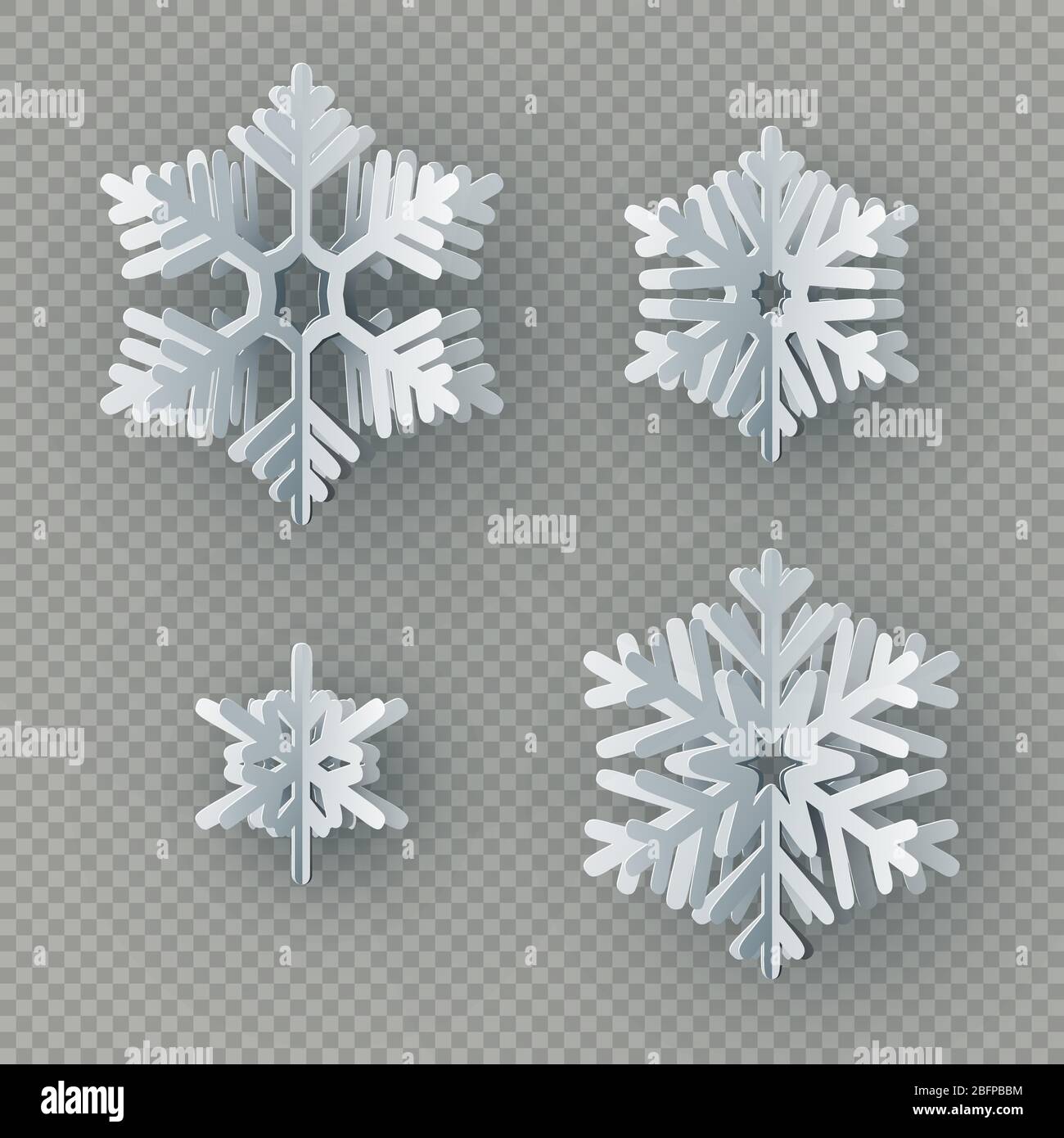 Jeu de neuf flocons de neige de papier différents coupés à partir de ...