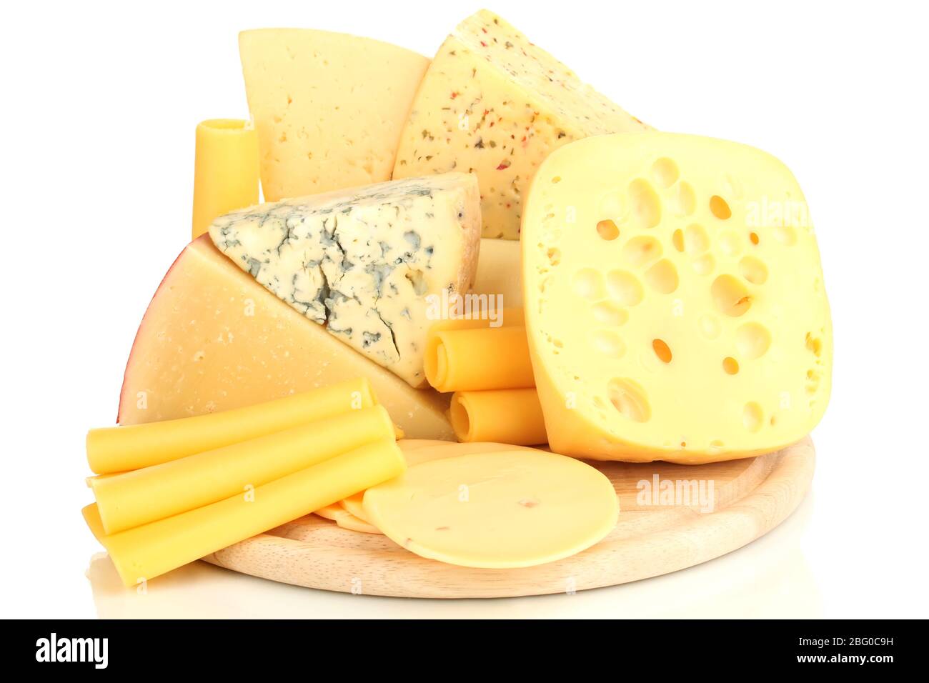 Différents types de fromage isolated on white Photo Stock - Alamy