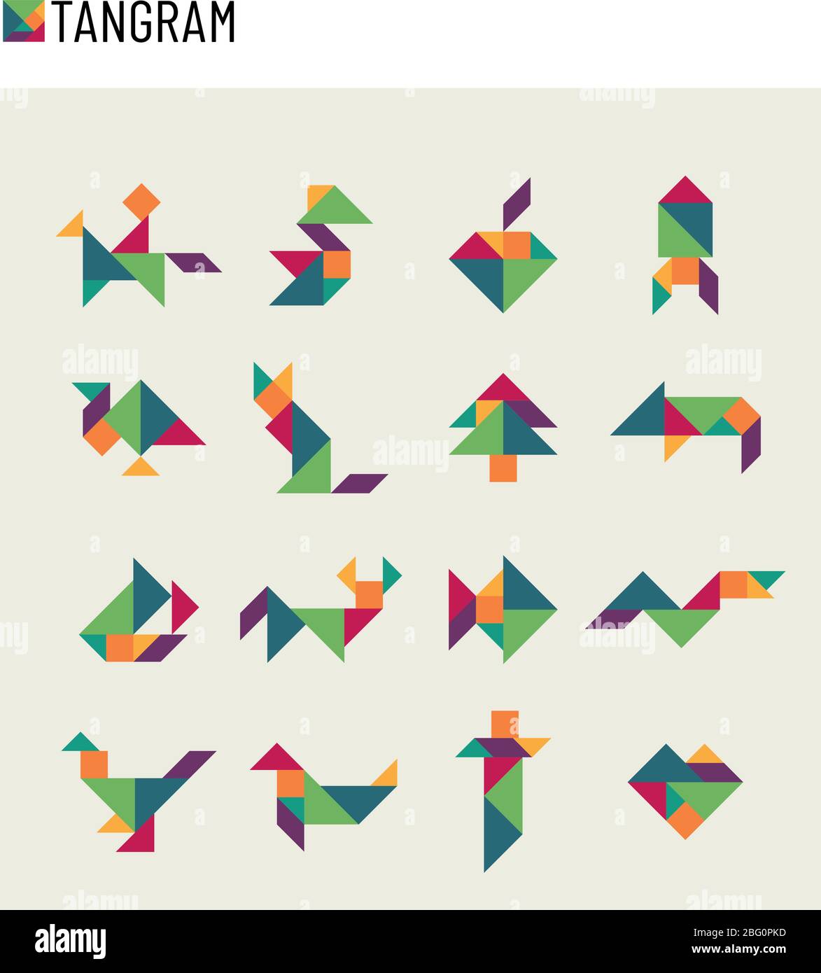 Jeu de tangram enfants jeu de cerveau découpage puzzle de ...