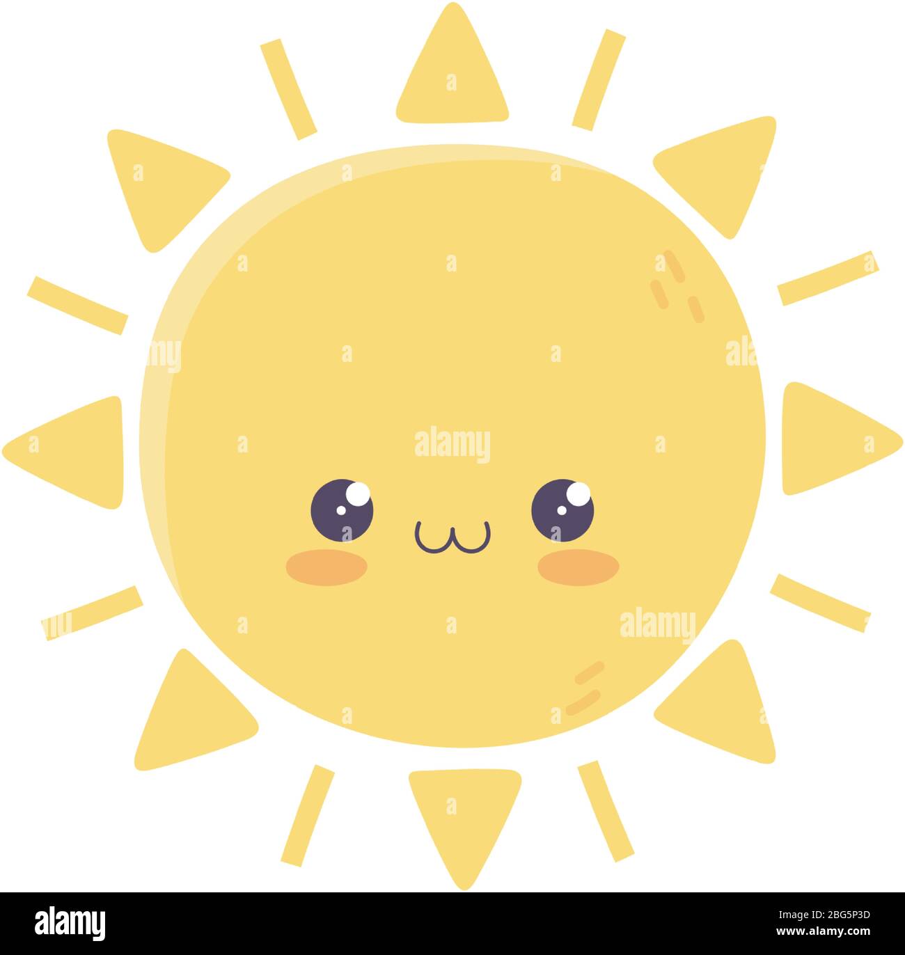 kawaii soleil mignon dessin animé isolé icône sur fond blanc ...