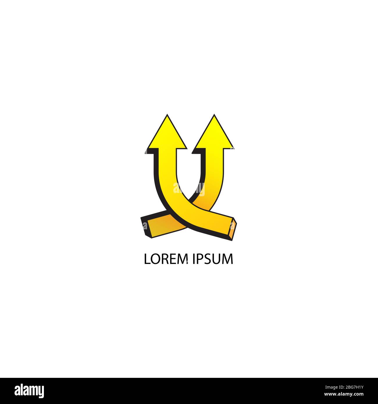 Icône représentant une flèche jaune vers le haut isolée sur fond blanc ...