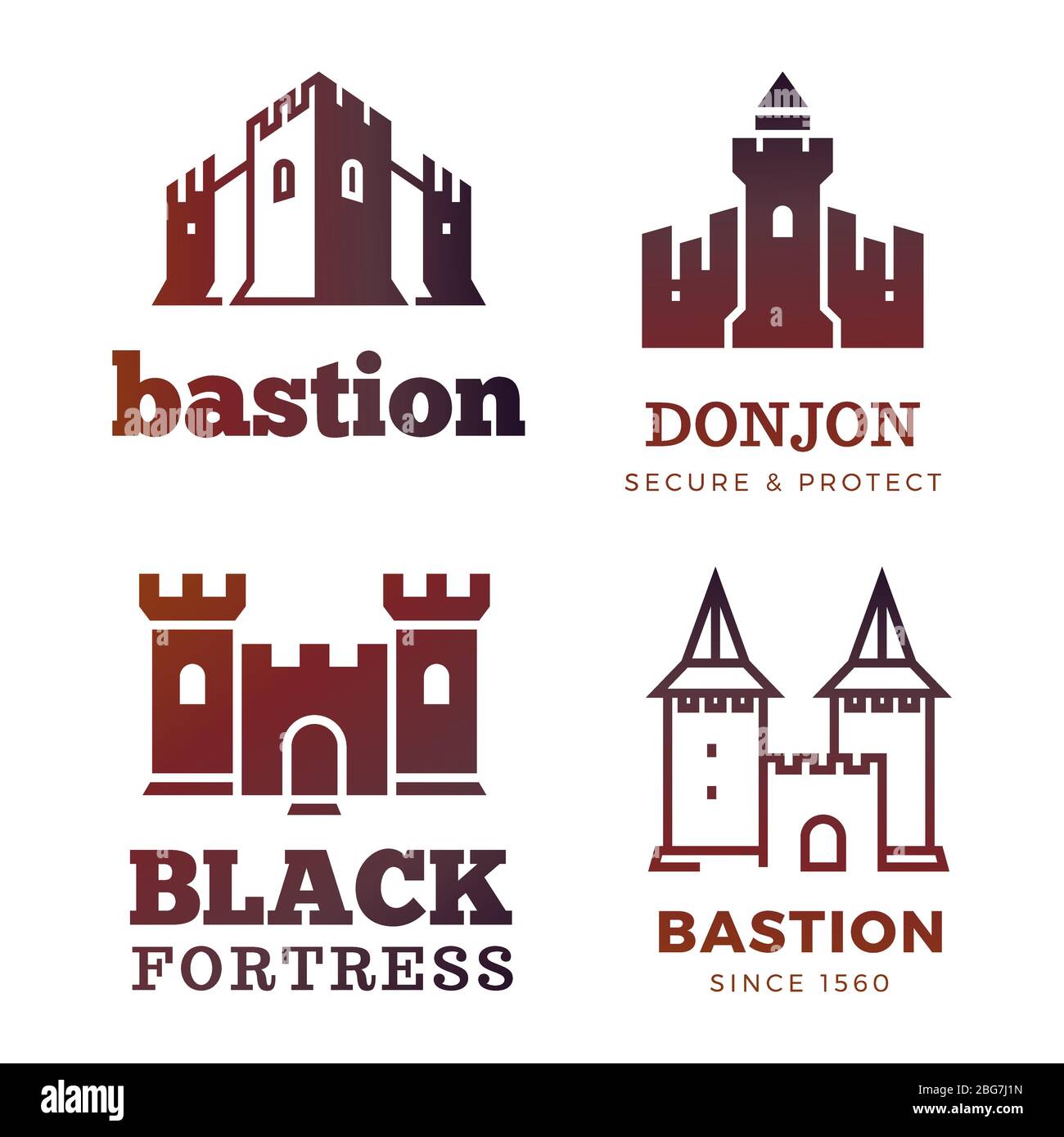 Château médiéval et forteresse de chevalier vecteur ancien logo royal ...